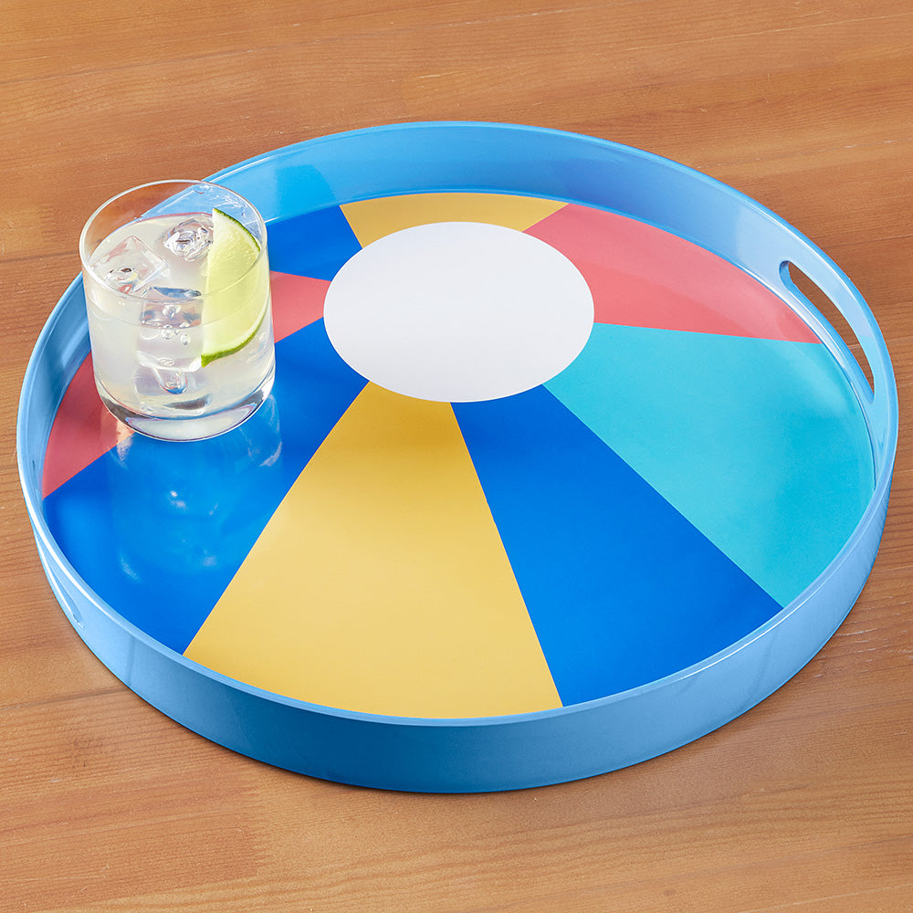 rockflowerpaper Lacquer Serving Tray, Beach Ball - 15" Round – To The ...